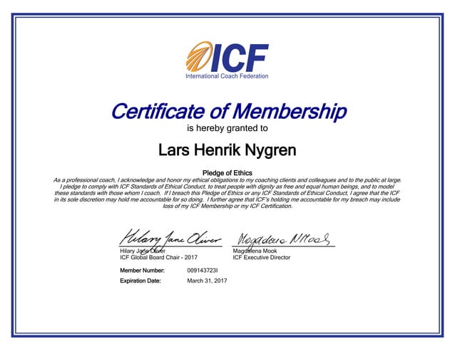ICF Membership Certificate | PDF