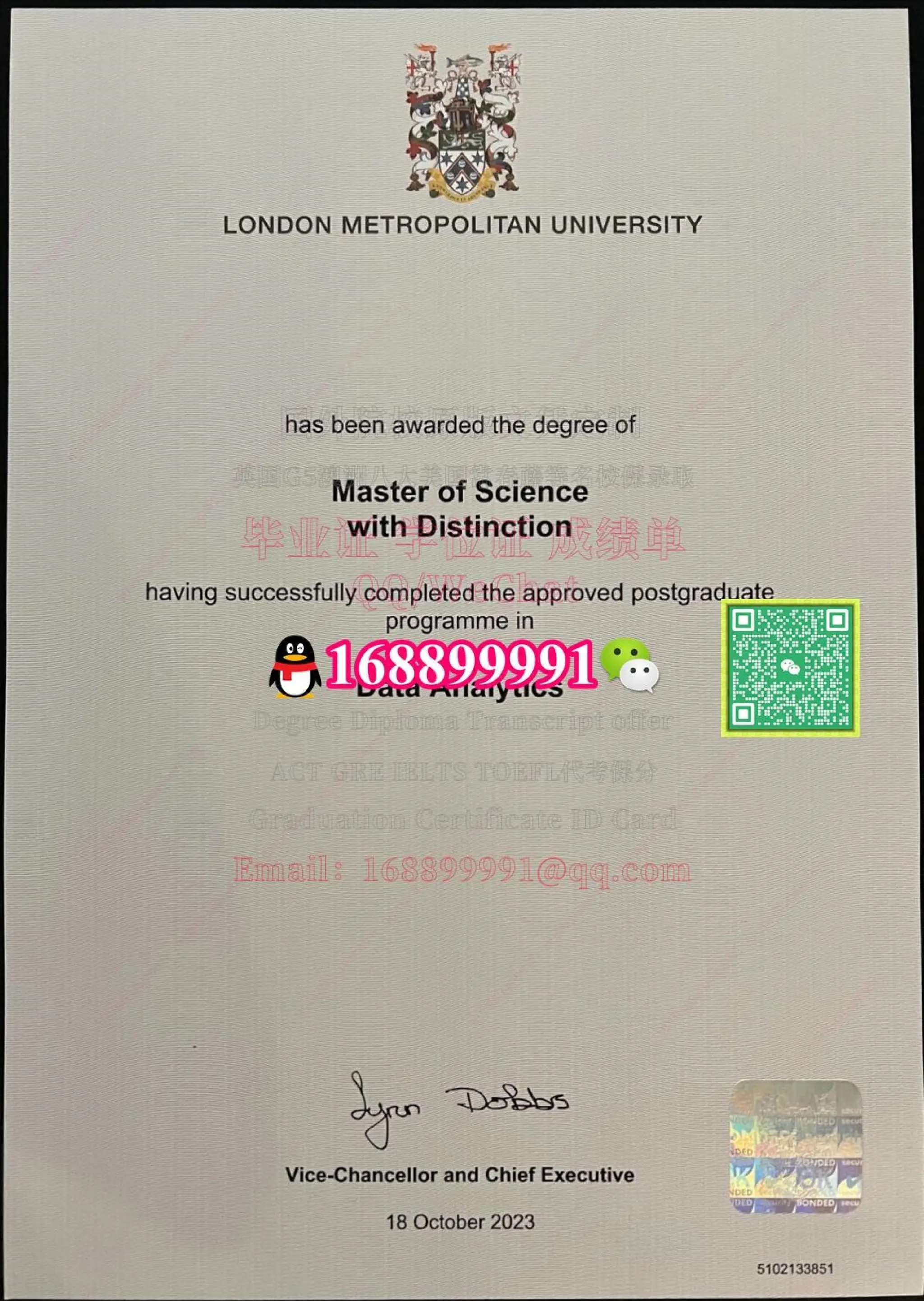 London Metropolitan University degree offer diploma Transcript | PDF