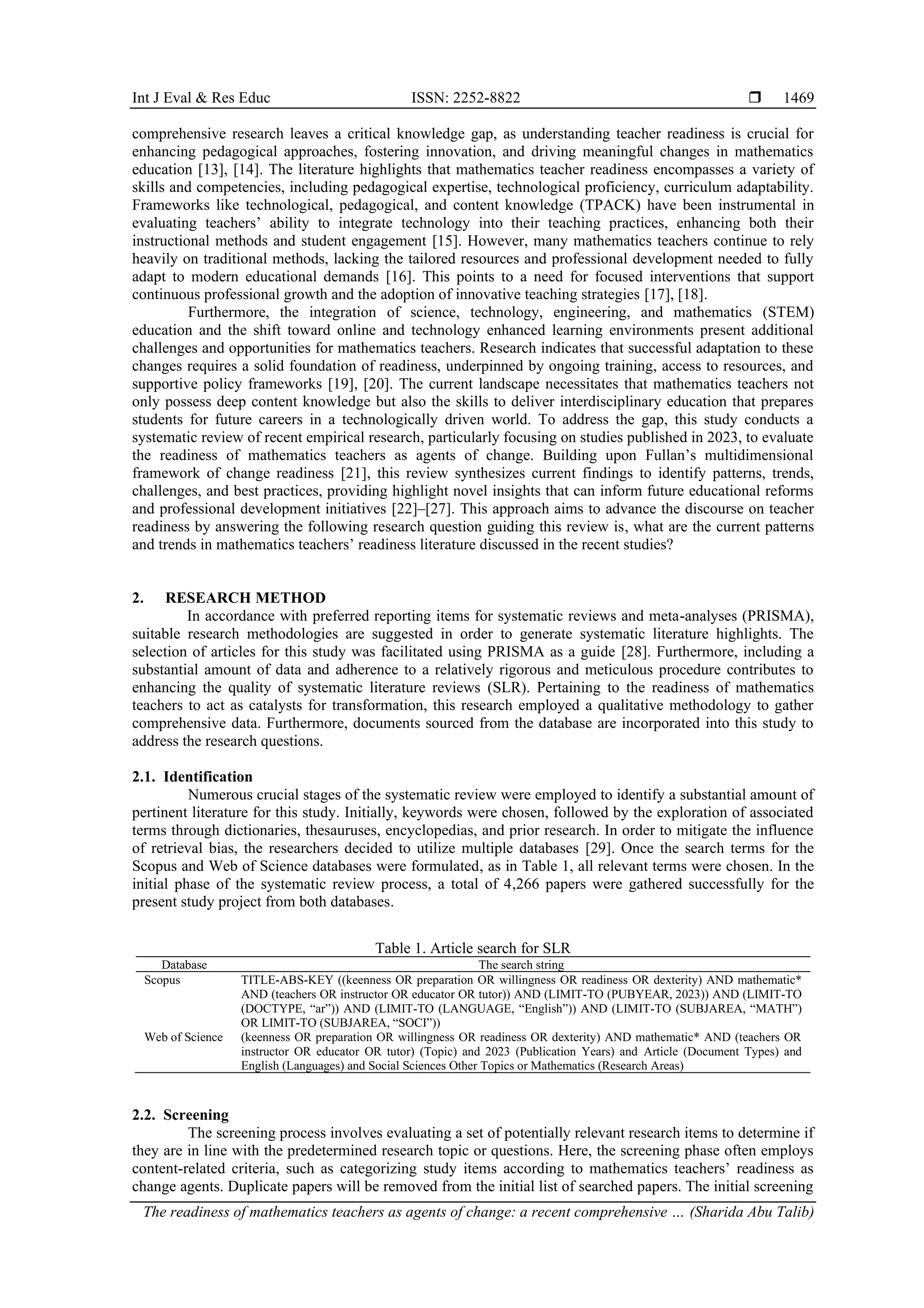 The readiness of mathematics teachers as agents of change: a recent ...