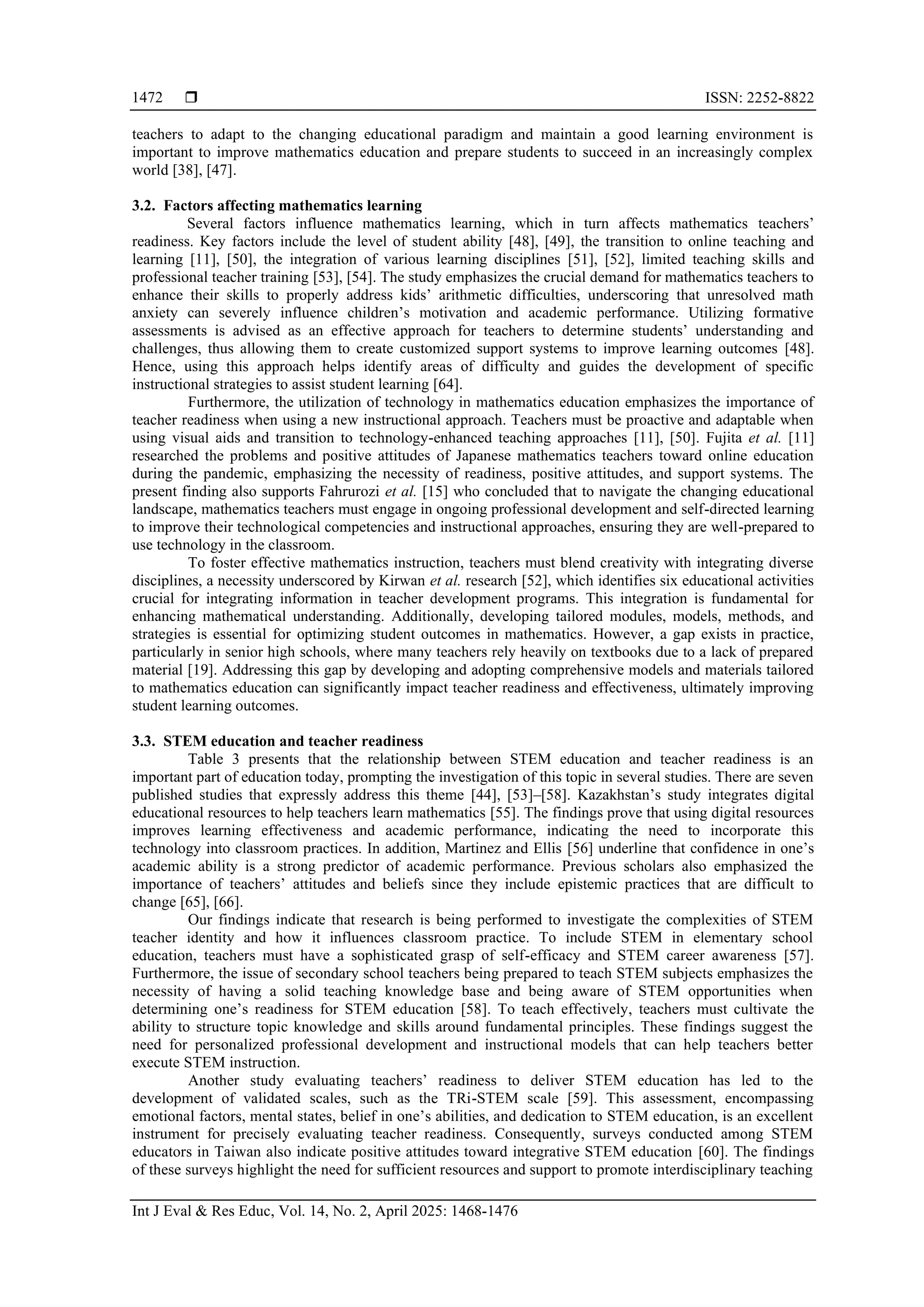 The readiness of mathematics teachers as agents of change: a recent ...