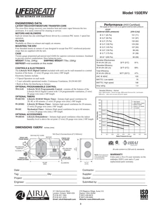 LifeBreath Operation & Installation Manual max series 150 - 200 erv | PDF