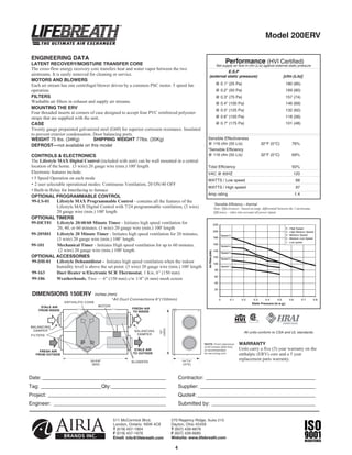 LifeBreath Operation & Installation Manual max series 150 - 200 erv | PDF