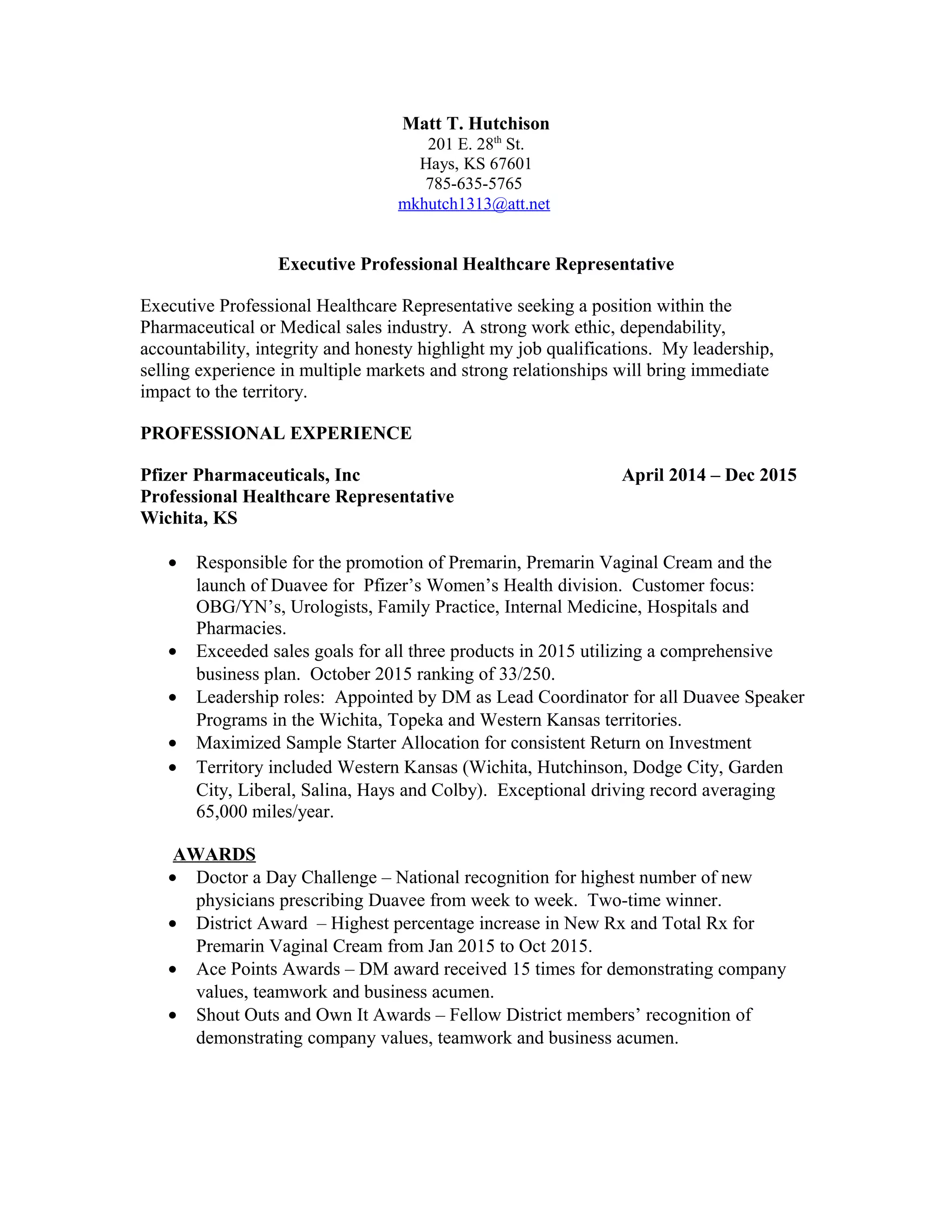 Matt Hutchison resume 2016 | DOC