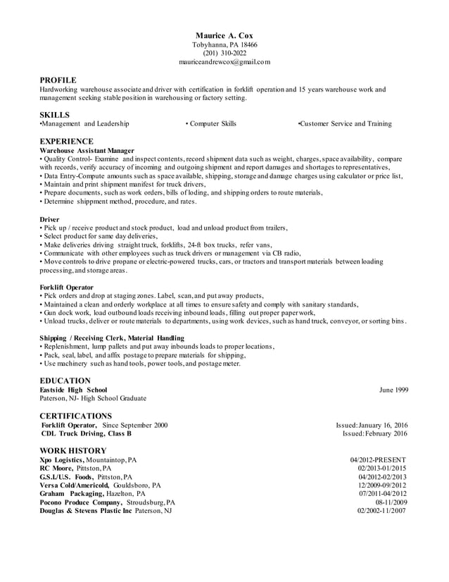 Maurice Cox Resume update | PDF