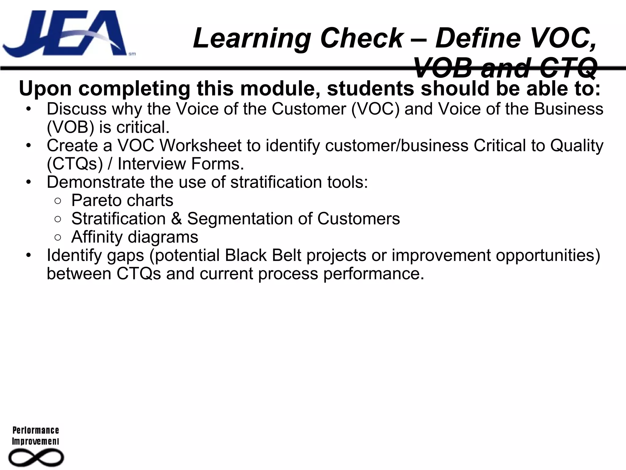 D05 Define VOC, VOB and CTQ | PPT