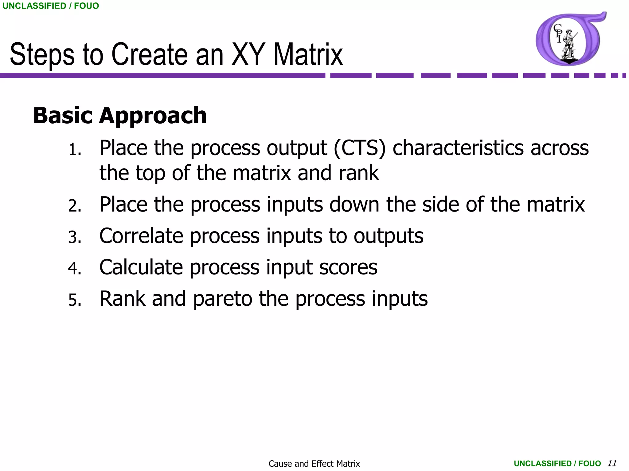 NG BB 31 Cause and Effect (XY) Matrix | PDF