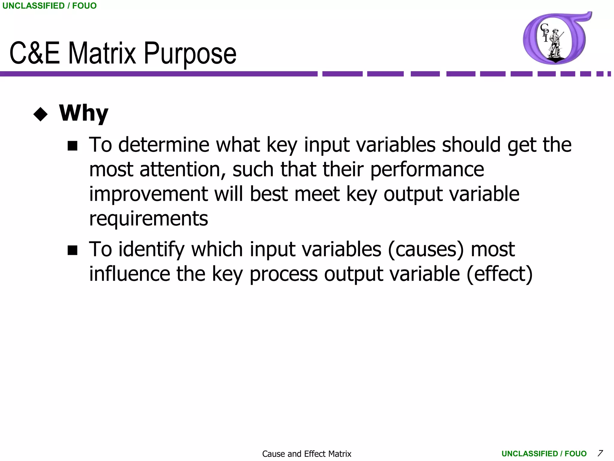 NG BB 31 Cause and Effect (XY) Matrix | PDF