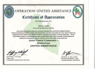 Operation United Assistance Certificate | PPT