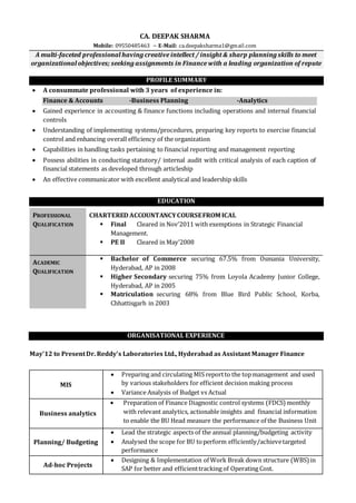 CA DEEPAK SHARMA- CV | DOCX