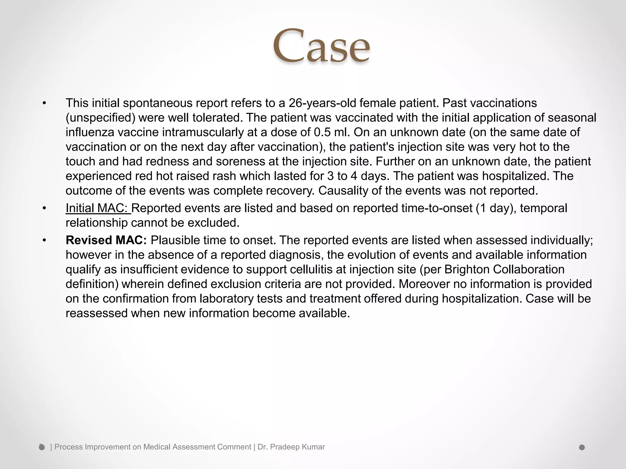 Medical Assessment Comment_Improvement Initiative | PPTX