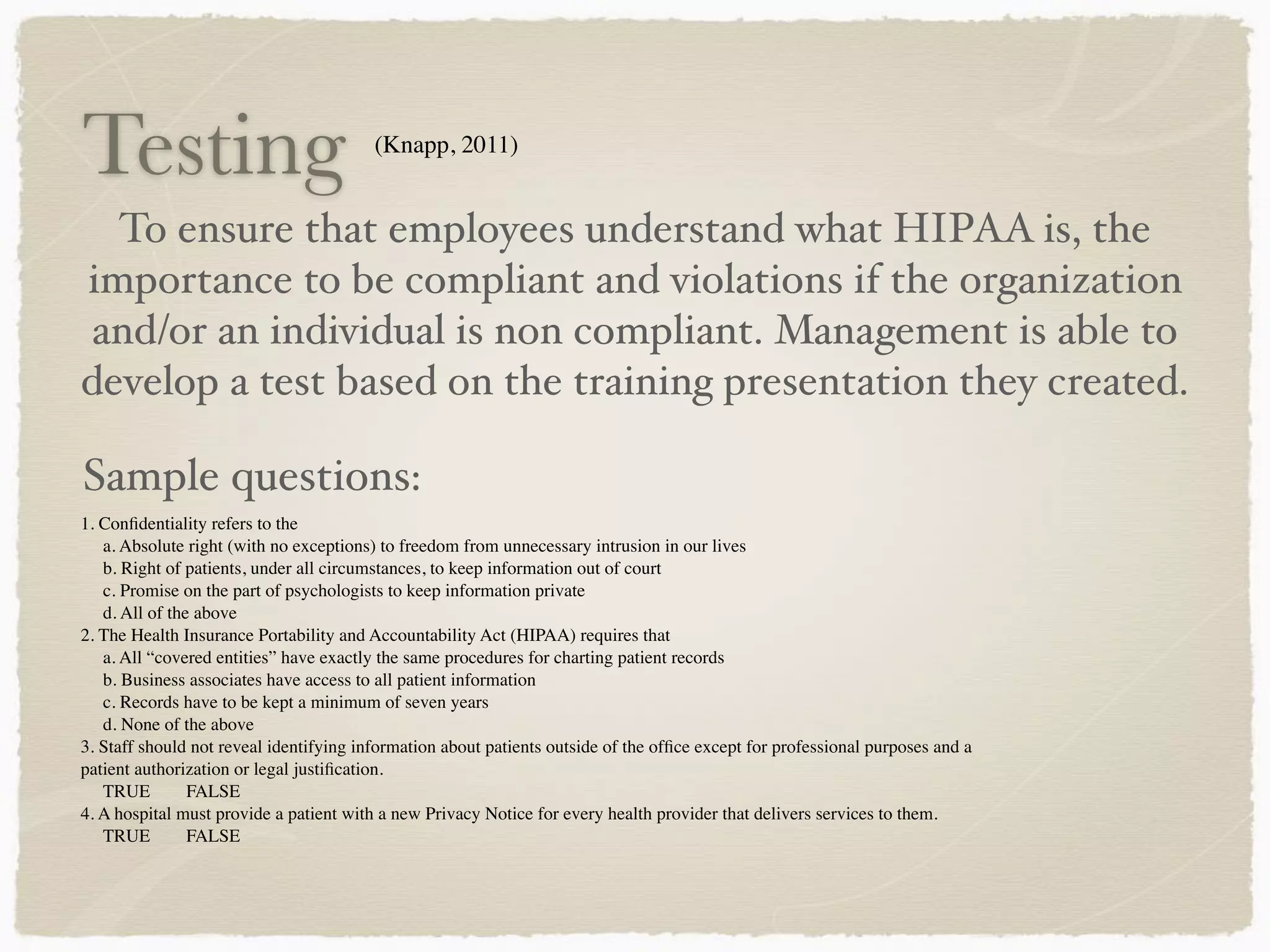 Sample HIPAA Training | PPT
