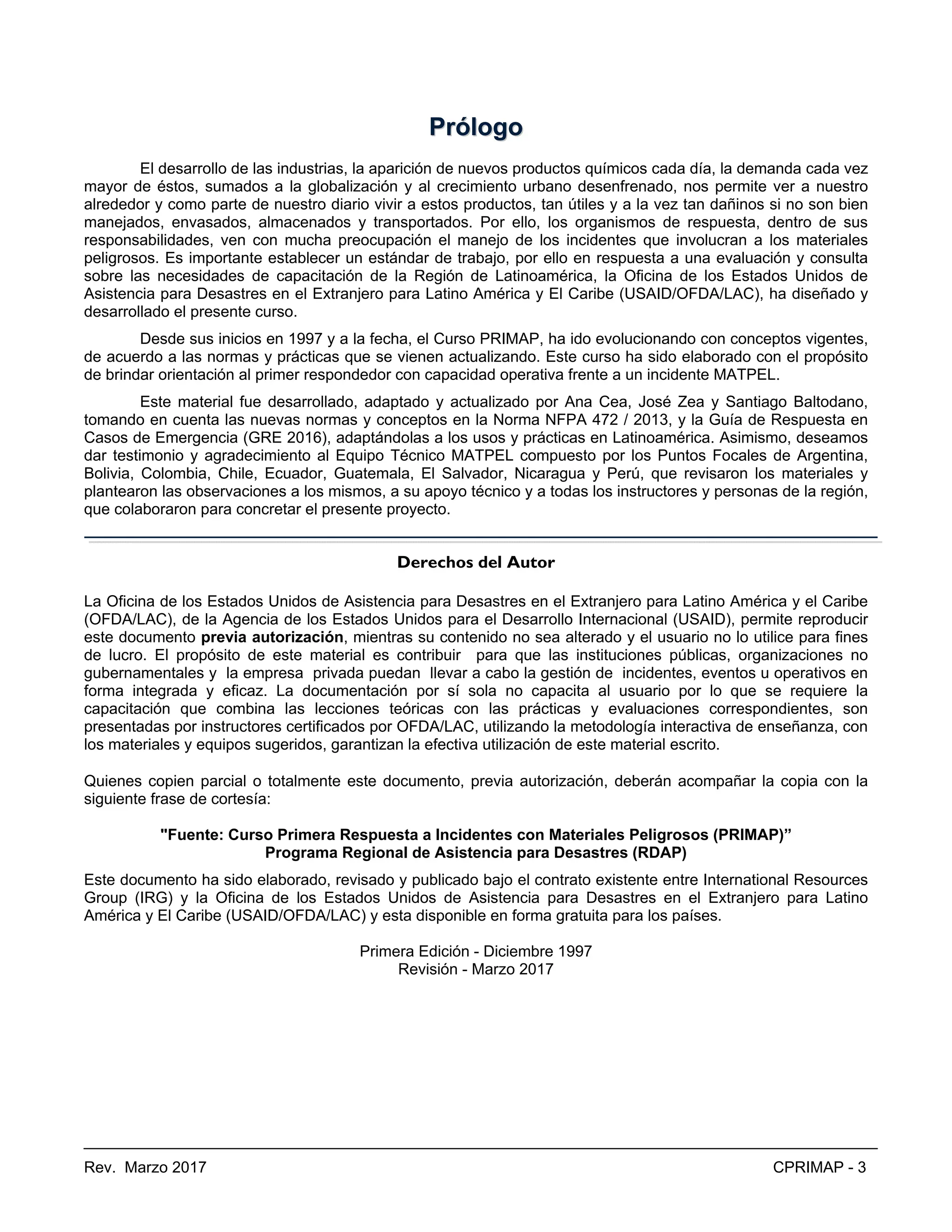curso de primera respuesta a incidentes con materiales peligrosos | PDF