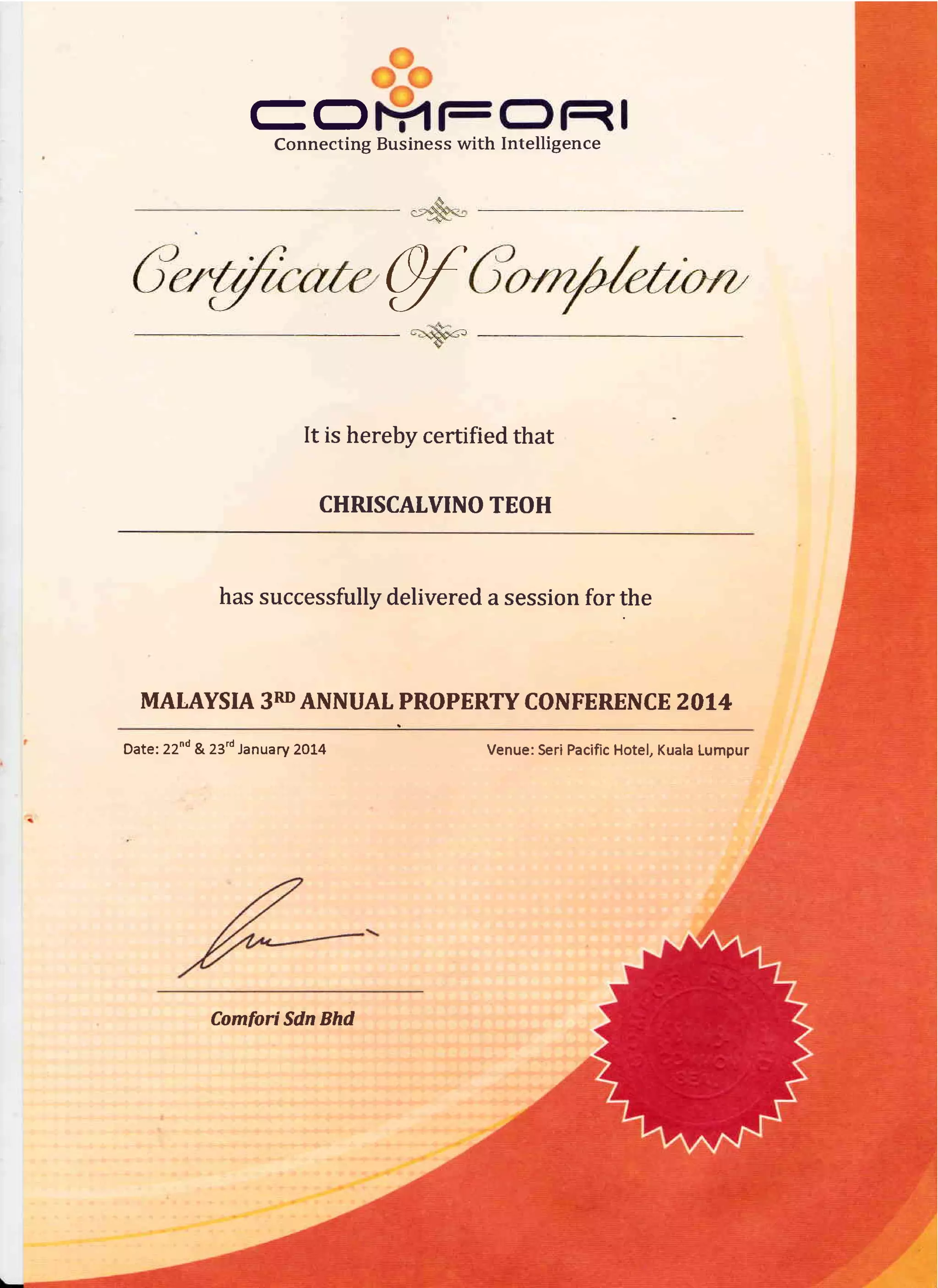 Chriscalvino Teoh kc Profesional Cert | PDF