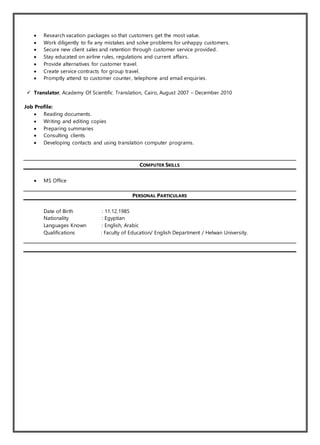 Beshoy CV- NEW | DOCX | Air Travel | Travel Type