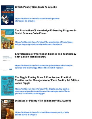 Poultry Science Fifth Edition Colin G. Scanes | PDF