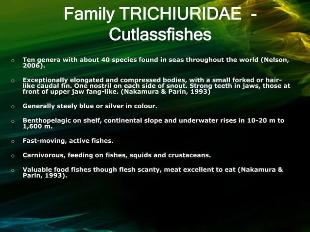 Selected Fish Families from the Order Perciformes | PPT