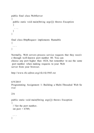 692015 programming assignment 1 building a multi­threaded w | DOCX