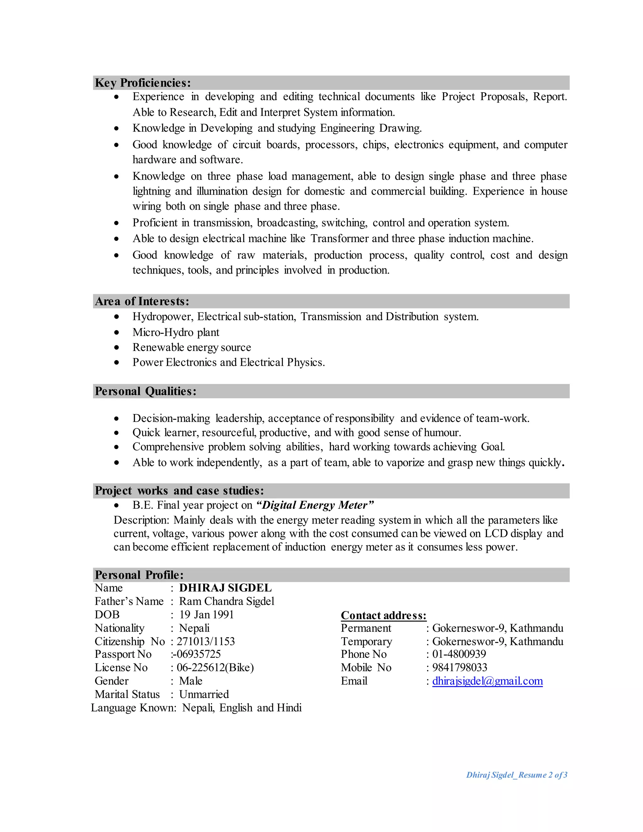 Dhiraj resume | DOCX | Business | Business and Finance