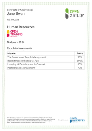 Certificate - Human Resource | PDF