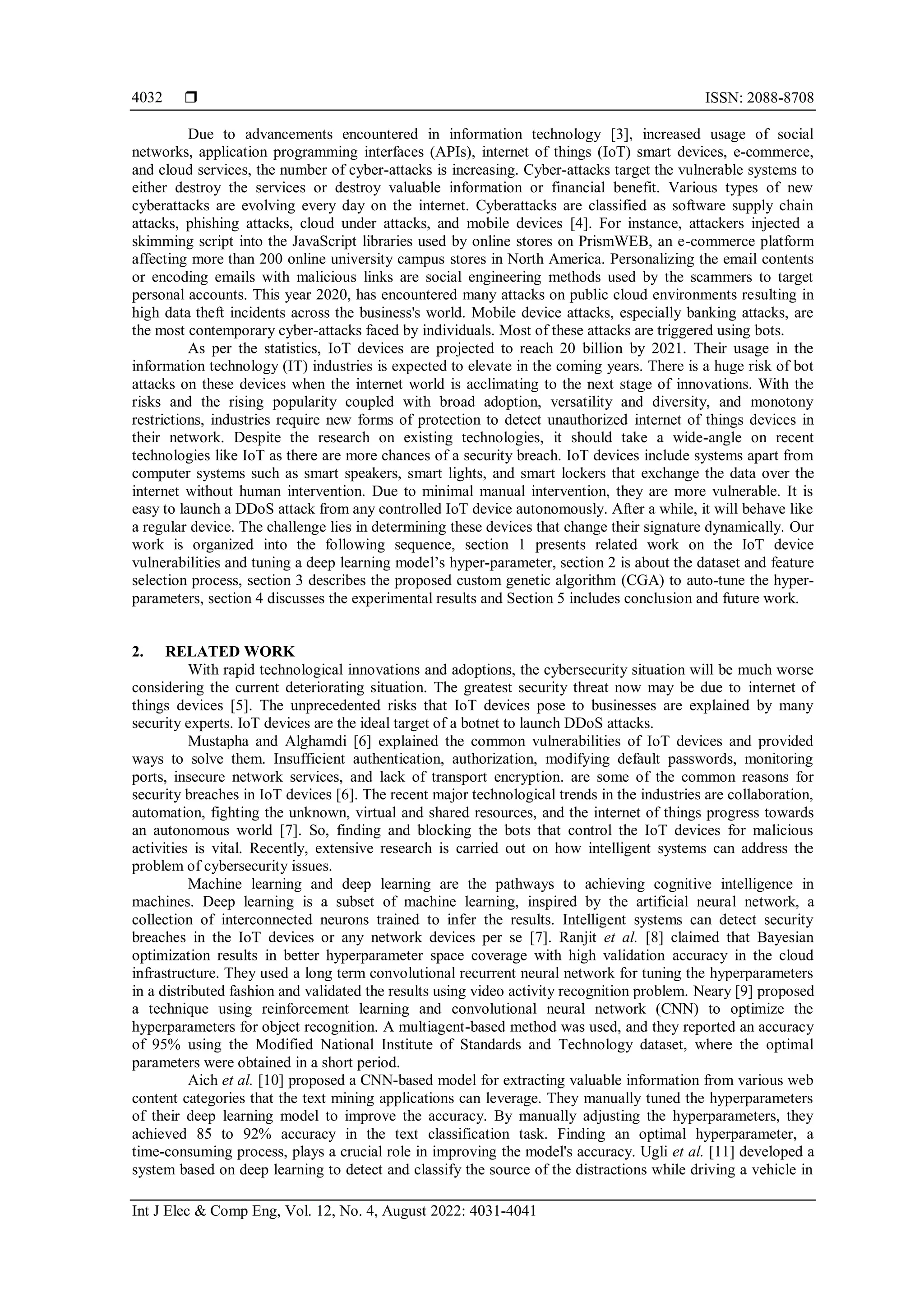 Hyperparameter Optimization Using Custom Genetic Algorithm For Classification Of Benign And
