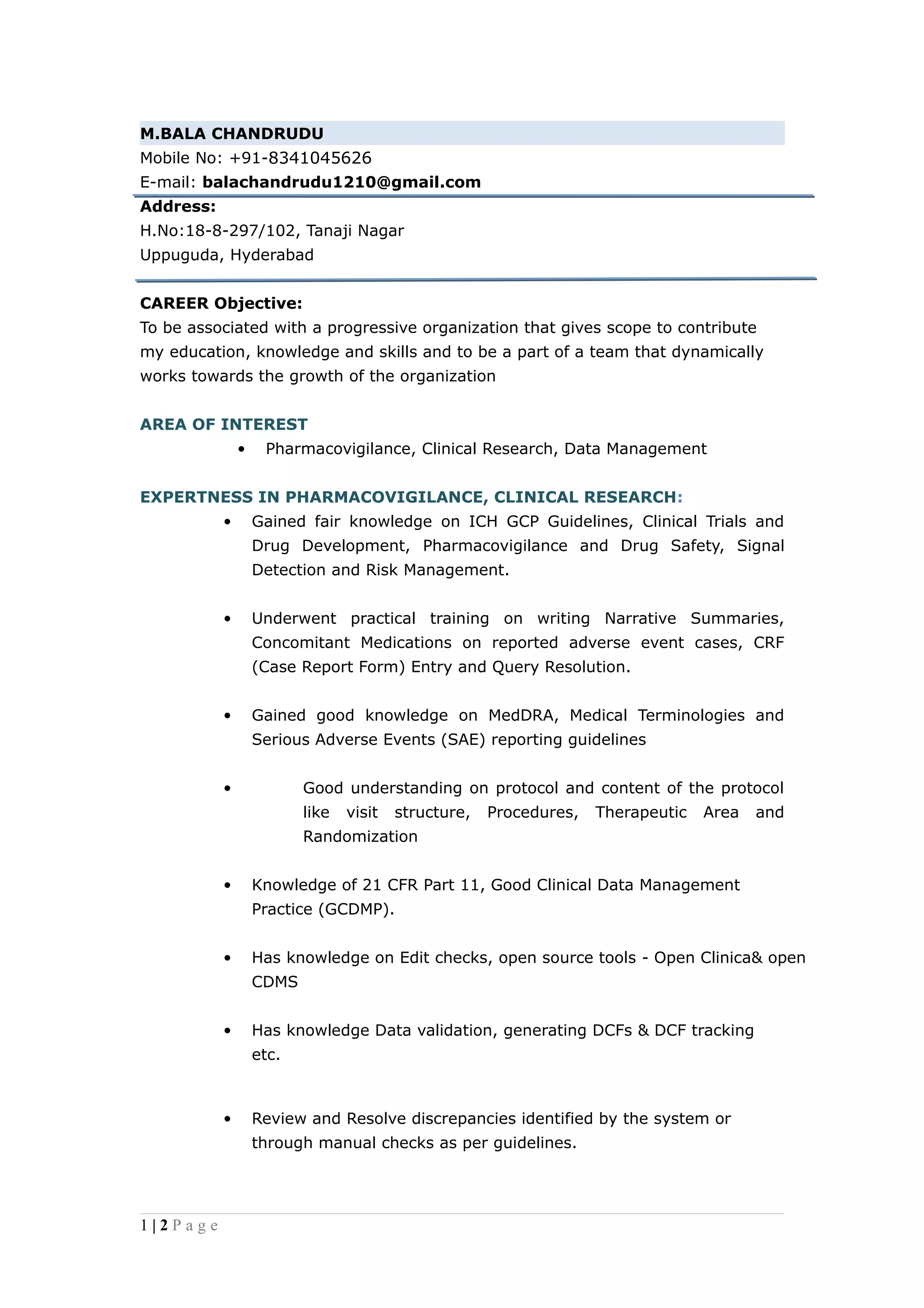 Bala Chandrudu CV | DOC