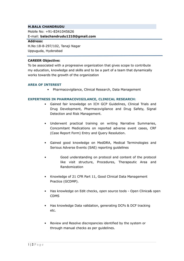 Bala Chandrudu CV | DOC