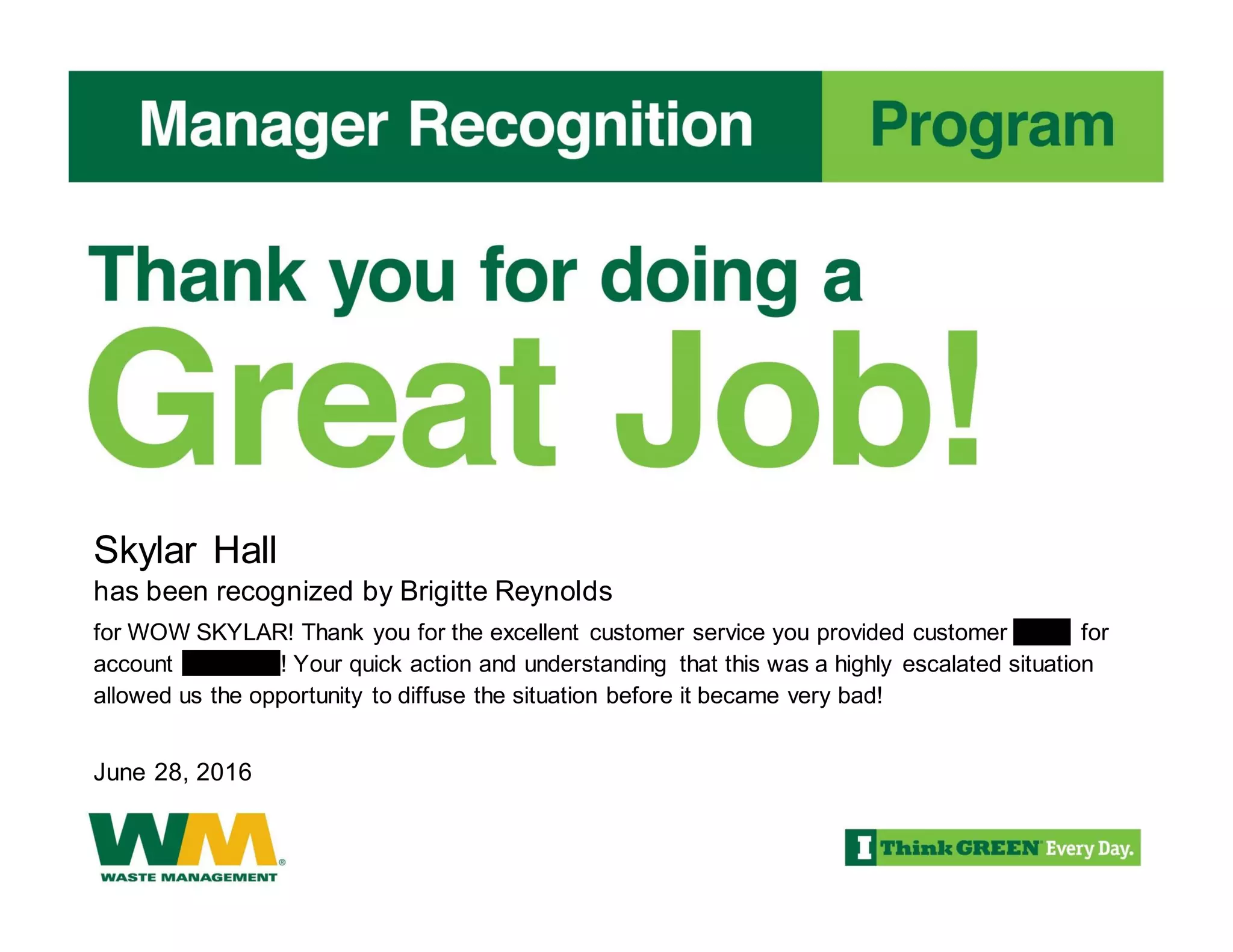 Manager Recognition Award | PDF