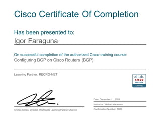 Cisco Learning Partner Certificate_224688 | PPT