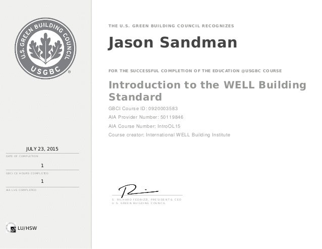 Introduction to the WELL Building Standard Certificate