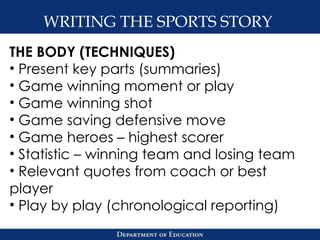 Sports Writing by SHS Teacher Roel A. Naza | PPTX