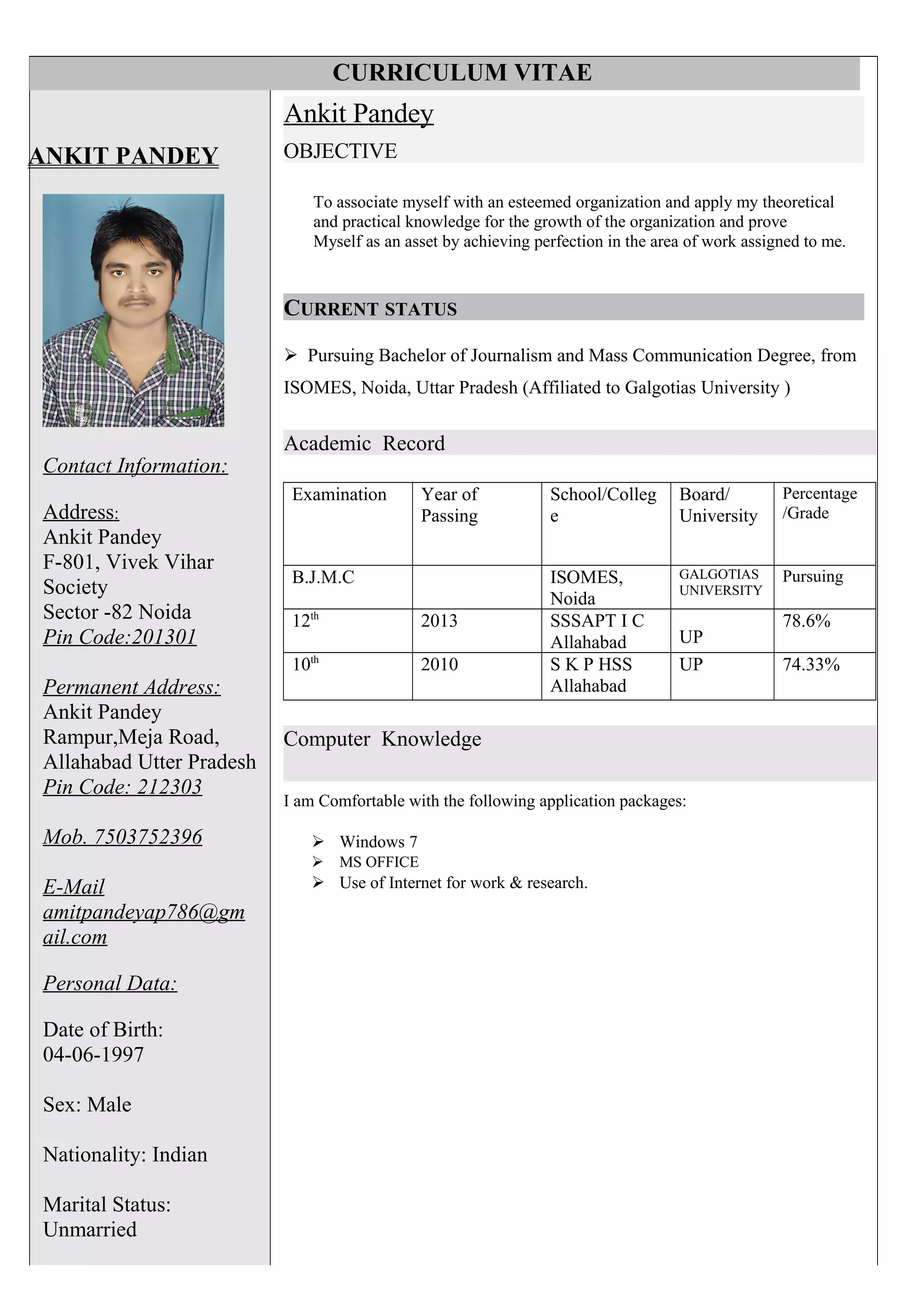 ANKIT PANDEY RESUME | DOC