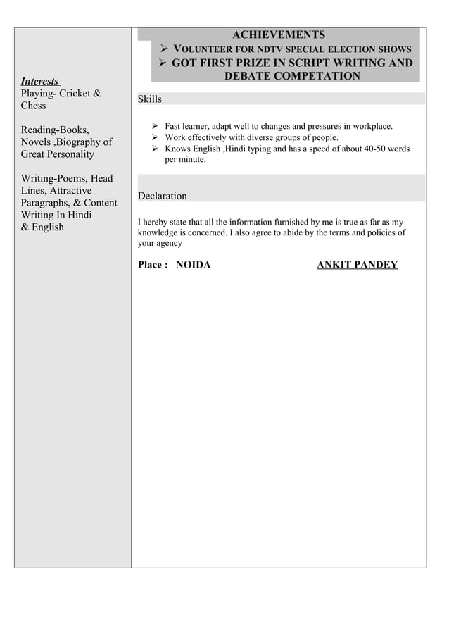 ANKIT PANDEY RESUME | PDF