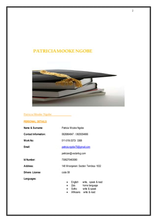 CV Patricia M Ngobe 2016 | DOCX
