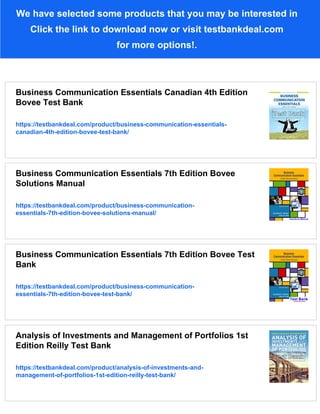 Business Communication Essentials Canadian 4th Edition Bovee Solutions ...