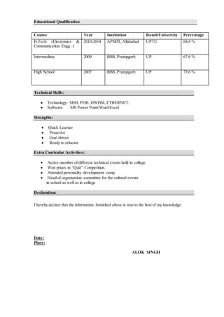 alok resume | DOCX