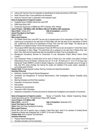 Muhammad Faisal Wattoo - COST OF PROJECTS | DOC