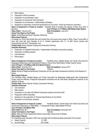 Muhammad Faisal Wattoo - COST OF PROJECTS | DOC