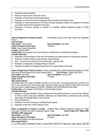 Muhammad Faisal Wattoo - COST OF PROJECTS | DOC