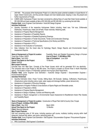 Muhammad Faisal Wattoo - COST OF PROJECTS | DOC