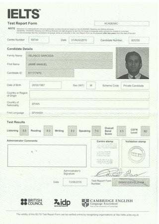 IELTS CERTIFICATE | PDF