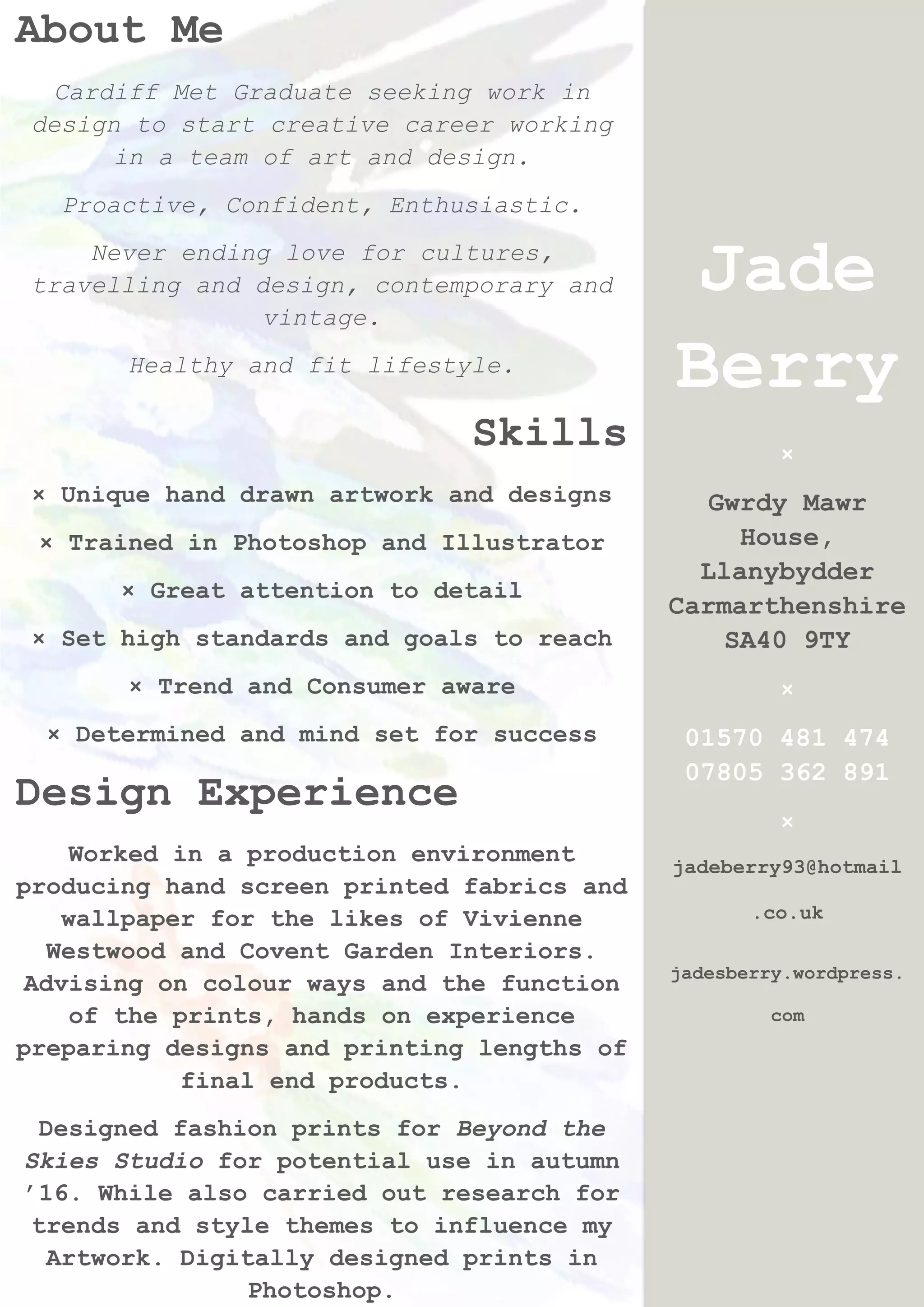 Jade Berry, CV | PDF