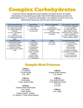 Reactive Hypoglycemia Handout | PDF