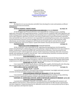 Resume for Amanda Reno | PDF