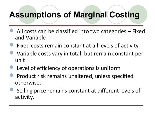UNDERSTANDING MARGINAL COSTING