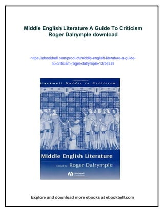 Middle English Literature A Guide To Criticism Roger Dalrymple | PDF