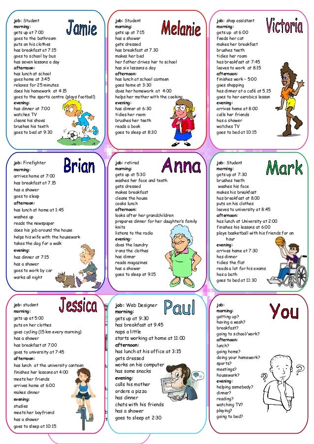 Daily Routines Speaking Cards Worksheet Free Esl