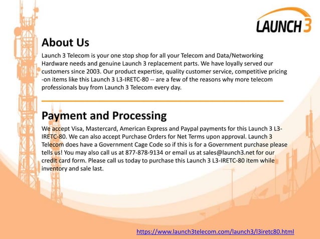 Launch 3 L3-IRETC-80 | PPTX