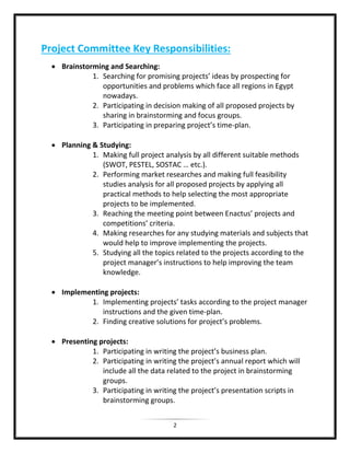 Enactus SFE_16 - Project Committee Job Description | PDF