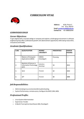 Gurwinder CV | PDF