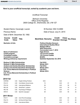 Transcript and extracurricular report | PDF